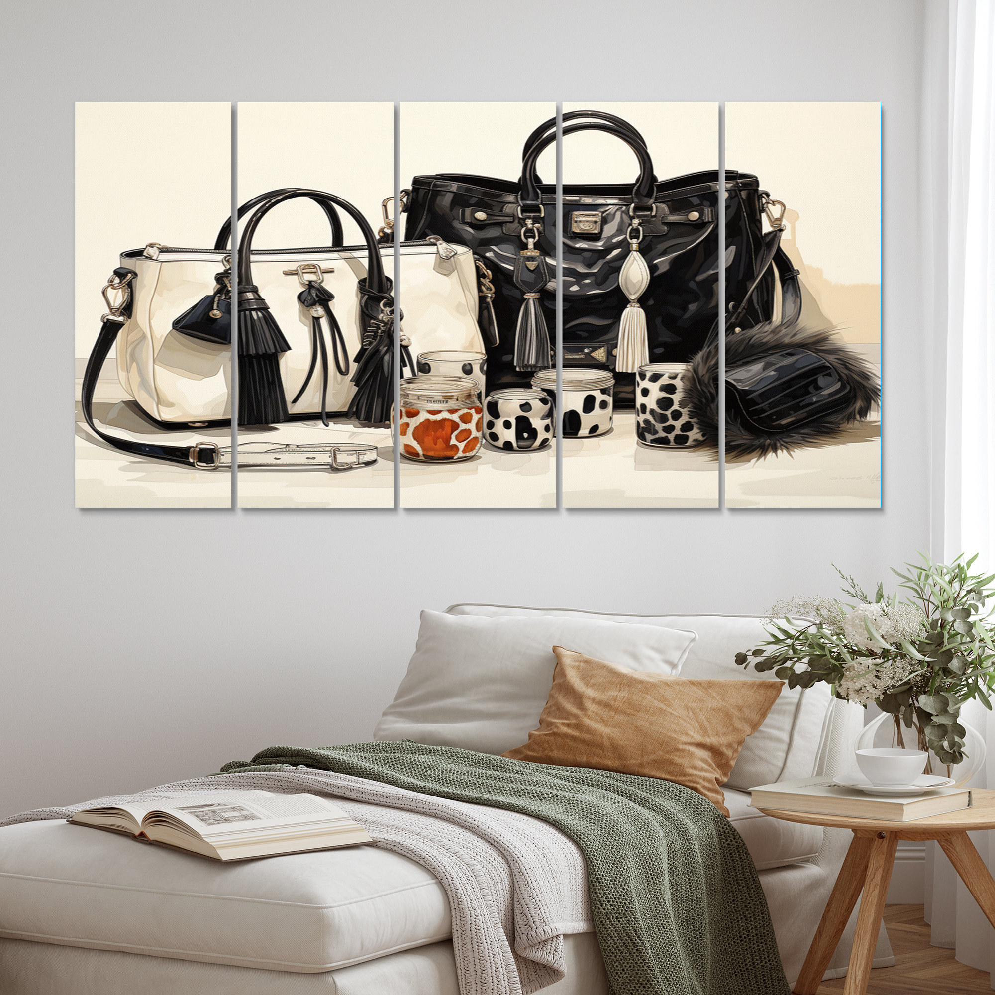 Design Art Minimalism Fashion Bag Envy II - Fashion Wall Decor - 5 Equal Panels | Wayfair